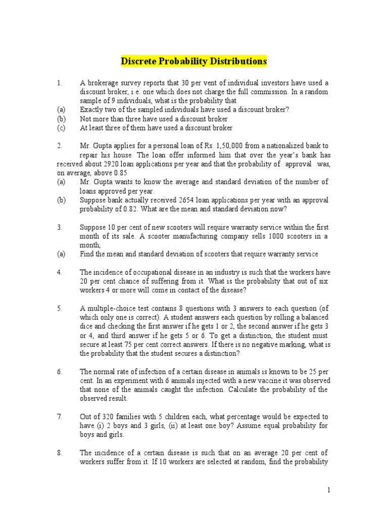 Discreet Poisson Continuous Probability Problems Q | PDF | Standard ...