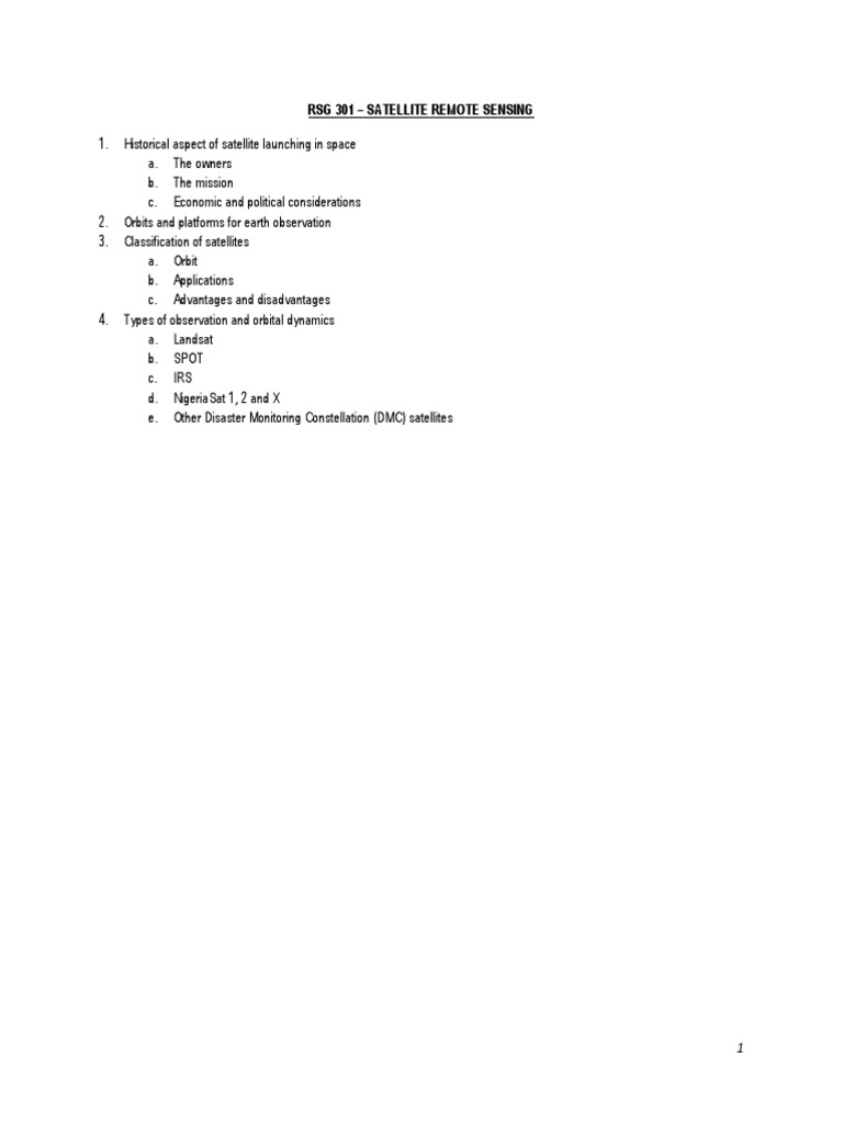 RSG 301 - Satellite Remote Sensing | PDF | Communications Satellite ...