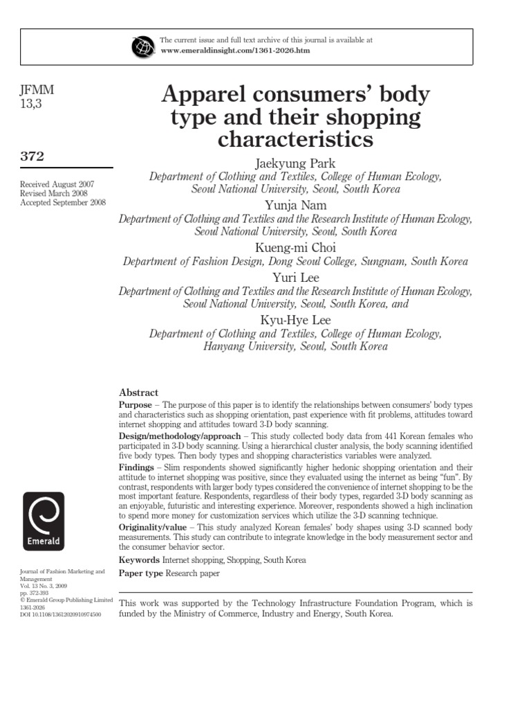 Apparel - Consumers' Body Type and Shop Habits | PDF