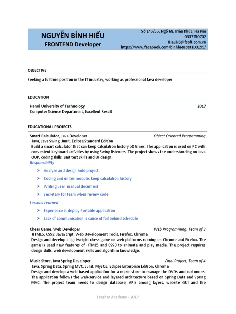 Long - Fresher CV Template | PDF | Eclipse (Software) | Web Application