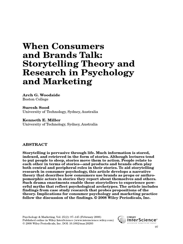 When Consumers and Brands Talk - Storytelling Theory and Research in ...