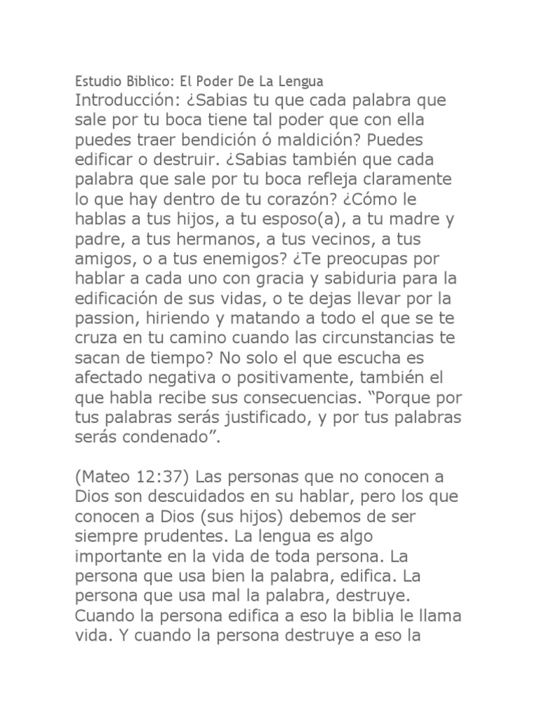 El Poder de La Lengua-Estudio Biblico-1 | PDF