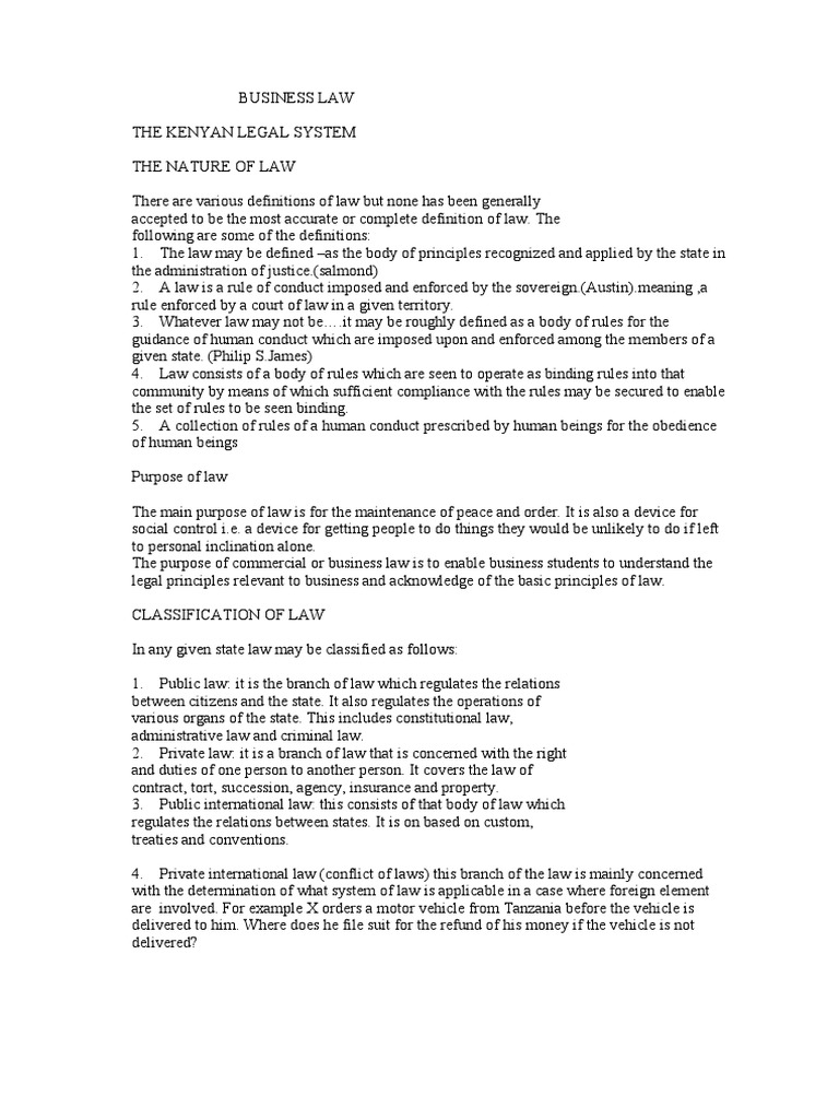 Business Law The Kenyan Legal System The | PDF | Equity (Law) | Precedent