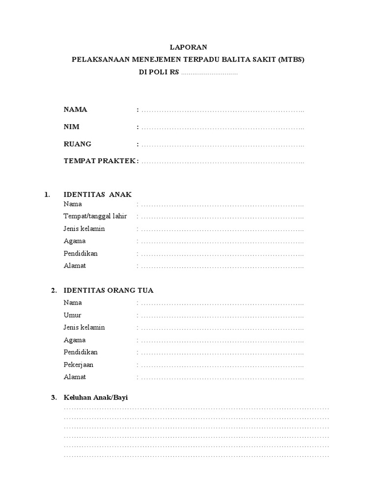 Format Laporan MTBS | PDF