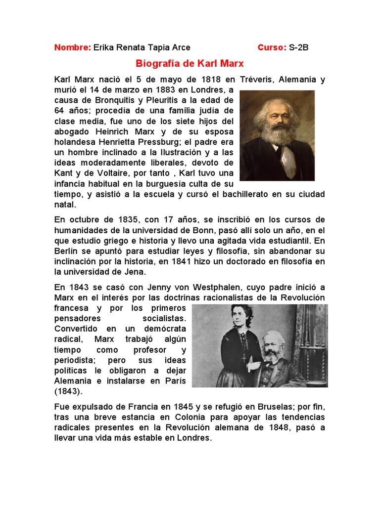 Biografía de Karl Marx: Vida y Legado | PDF | Karl Marx | Friedrich Engels