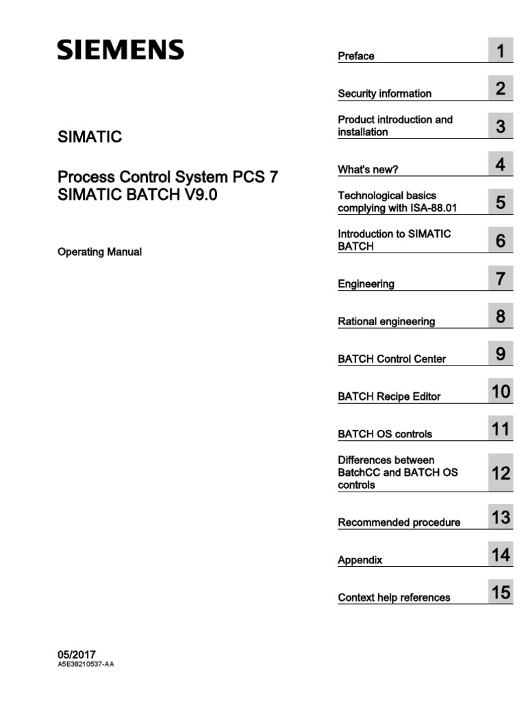 Simatic Process Control System PCS 7 Simatic Batch V9.0: A5E38210537-AA | PDF | Operating System ...
