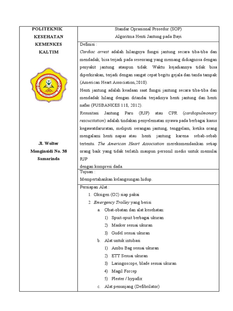 Sop RJP Bayi Anak Amp Dewasa | PDF