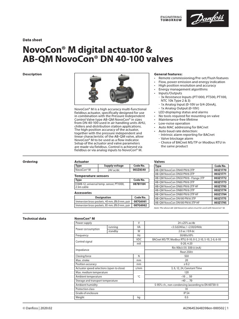 Novocon M Actuator | PDF | Power Supply | Valve