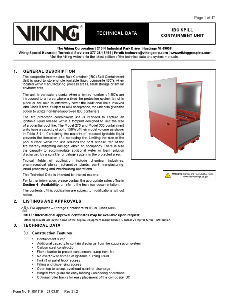 Technical Data: Ibc Spill Containment Unit | PDF | Fire Sprinkler ...