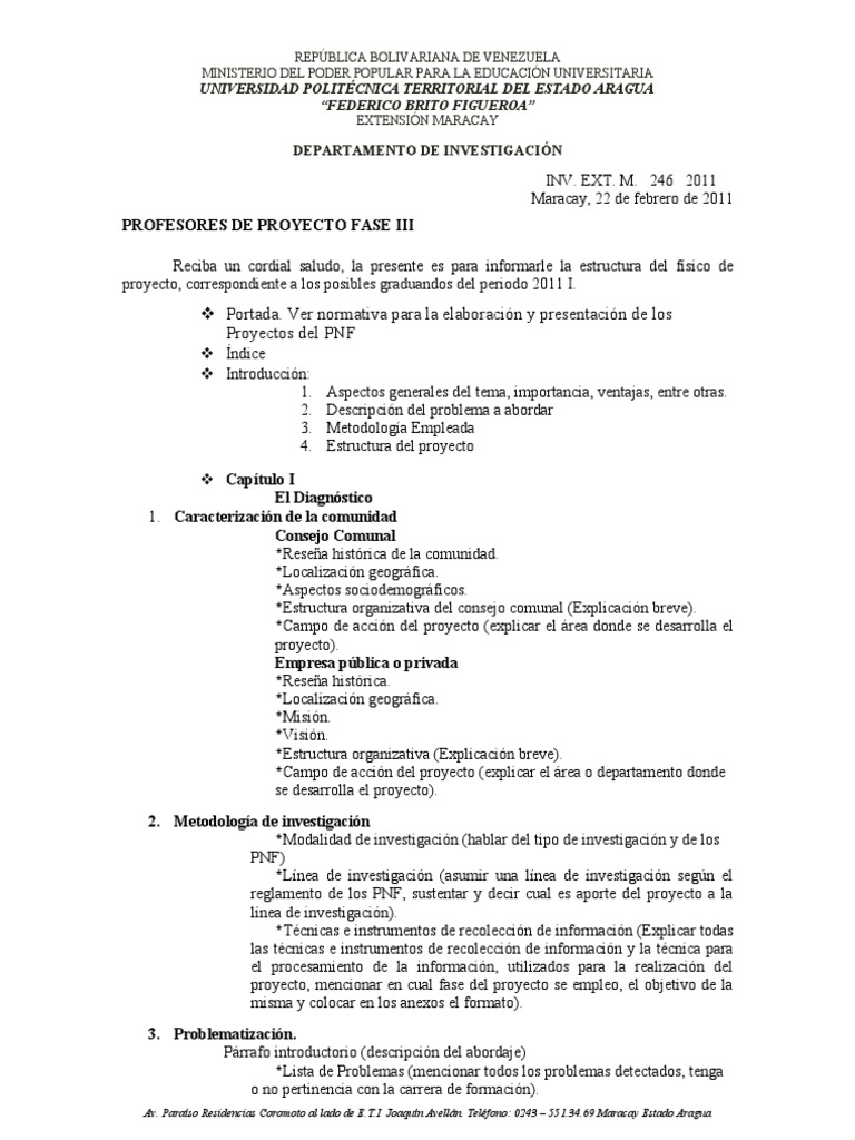 Estructura Del Proyecto Final | PDF | Universidad | Planificación