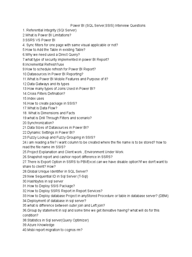 Power BI Interview Questions | Download Free PDF | Microsoft Sql Server ...