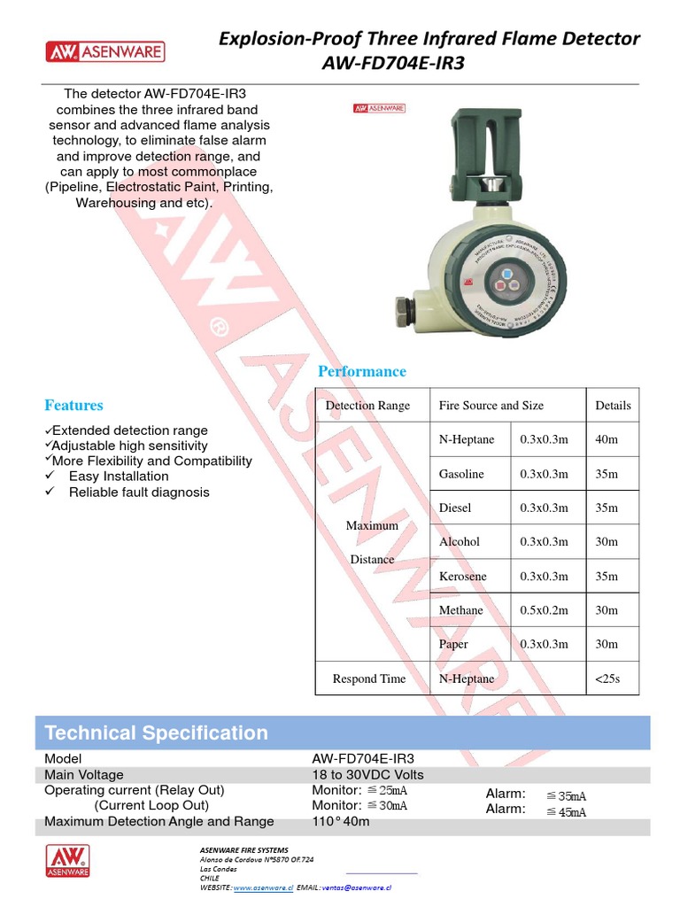 Explosion-Proof Three Infrared Flame Detector AW-FD704E-IR3: Technical ...