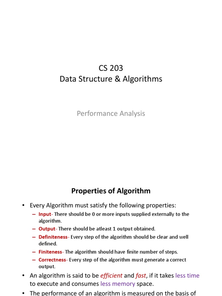 CS 203 Data Structure & Algorithms: Performance Analysis | Download ...