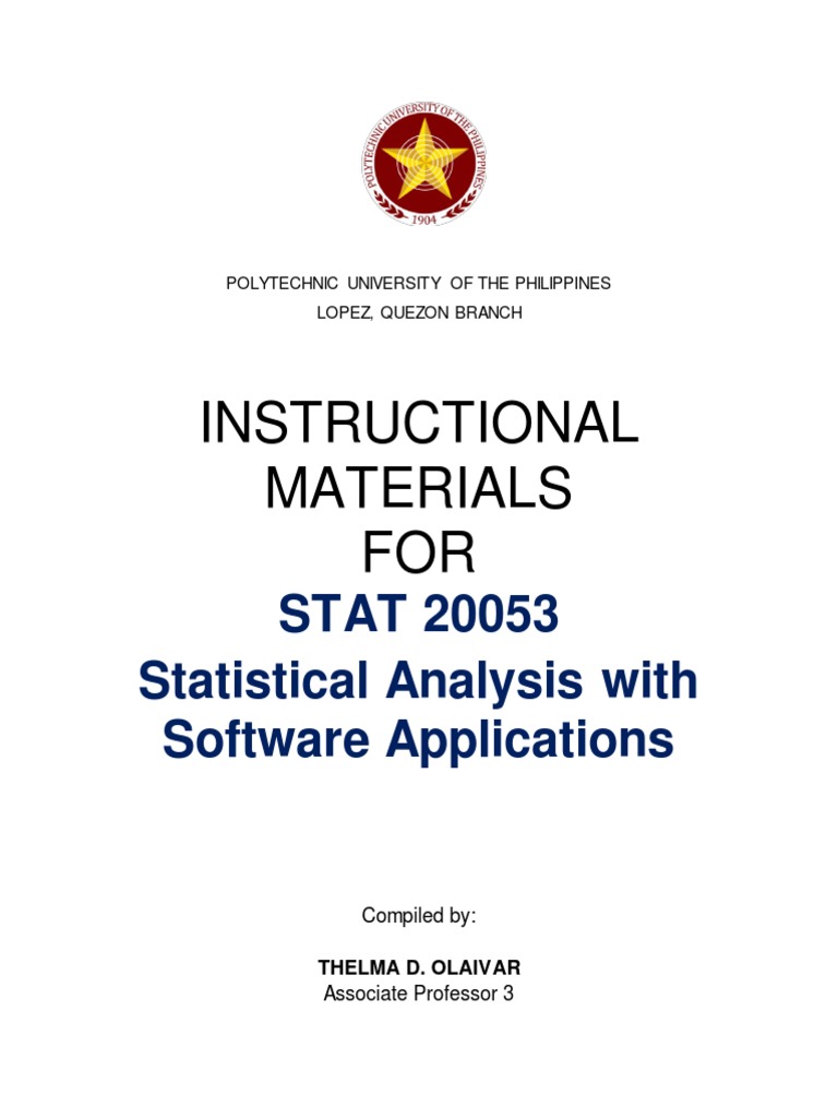 Statistical Analysis With Software Applications BSA PDF | PDF ...