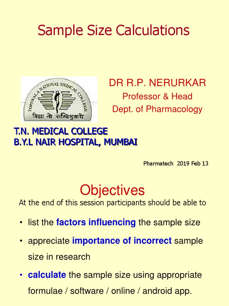 Sample Size Calculations: DR R.P. Nerurkar | PDF | Type I And Type Ii ...