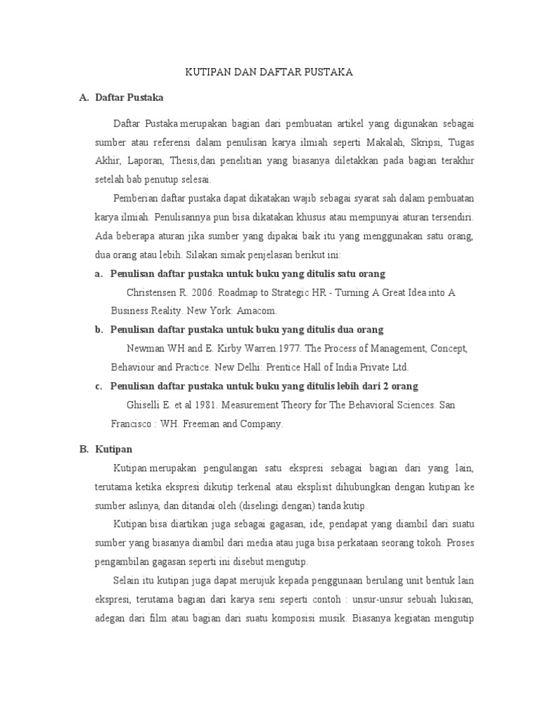 KUTIPAN DAN DAFTAR PUSTAKA - Docx Atin | PDF | Ilmu Sosial | Seni & Disiplin Bahasa