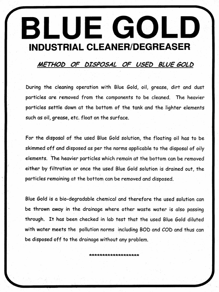 Method of Disposal of Used Blue Gold | PDF