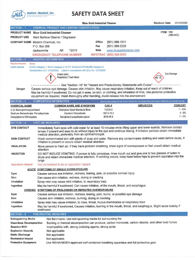 Blue Gold SDS Oct 2020 | PDF