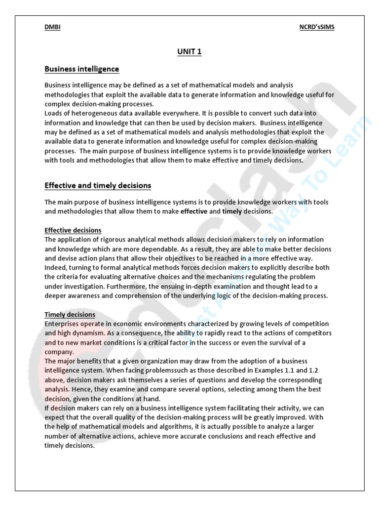 Complete Notes For DMBI | PDF | Market Segmentation | Data Warehouse