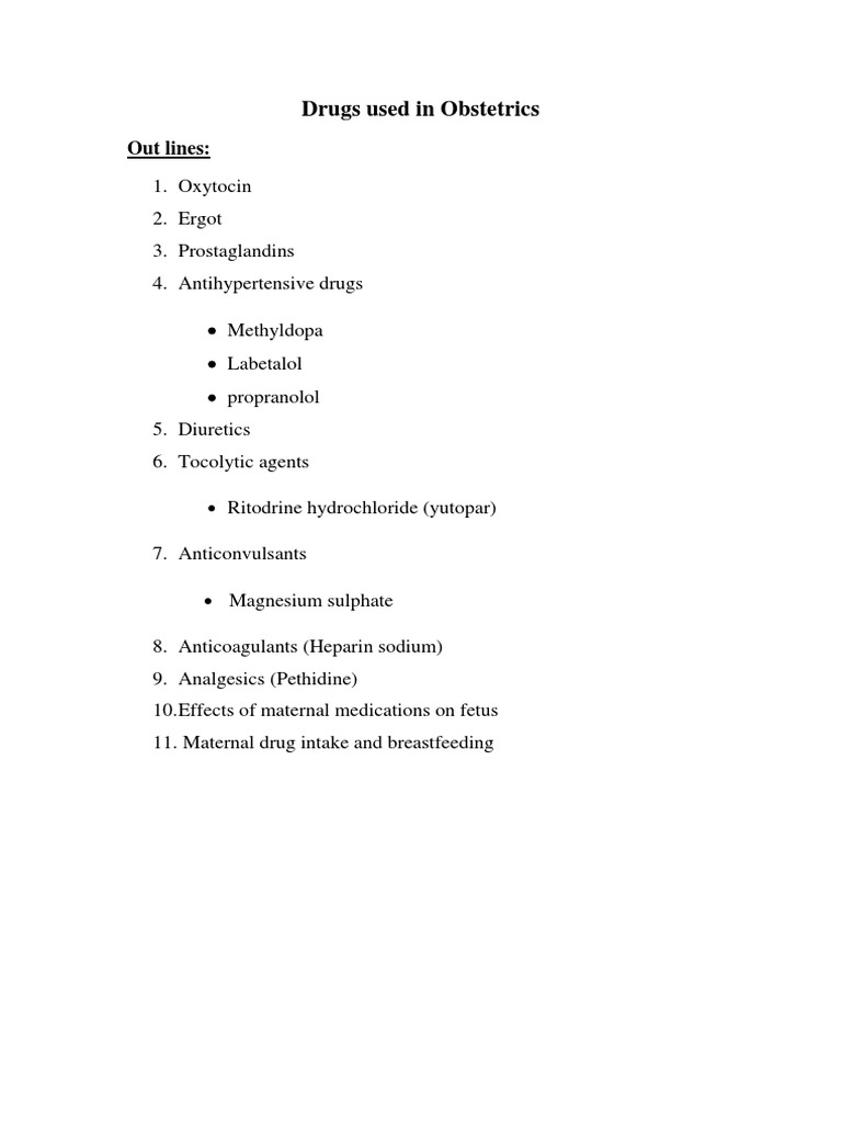 Essential Drugs in Obstetrics | PDF | Childbirth | Hypertension