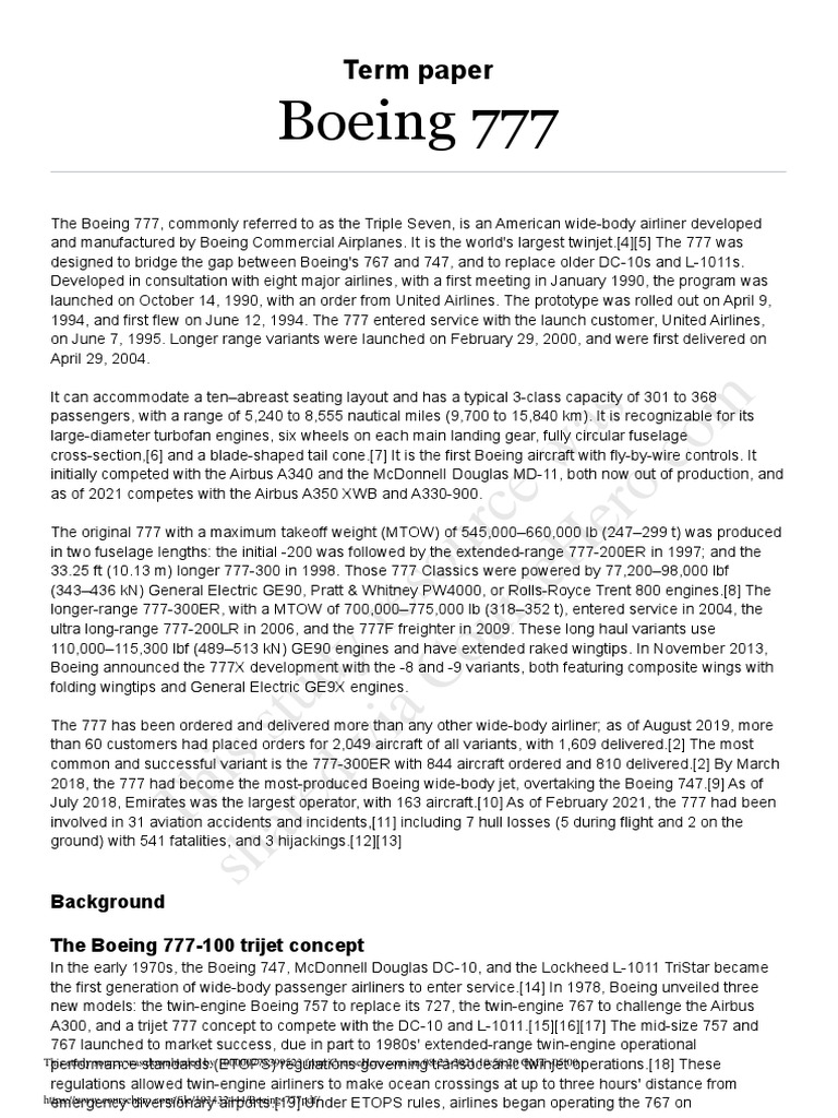 Boeing 777: This Study Resource Was | PDF | Vehicle Design | Aerospace ...