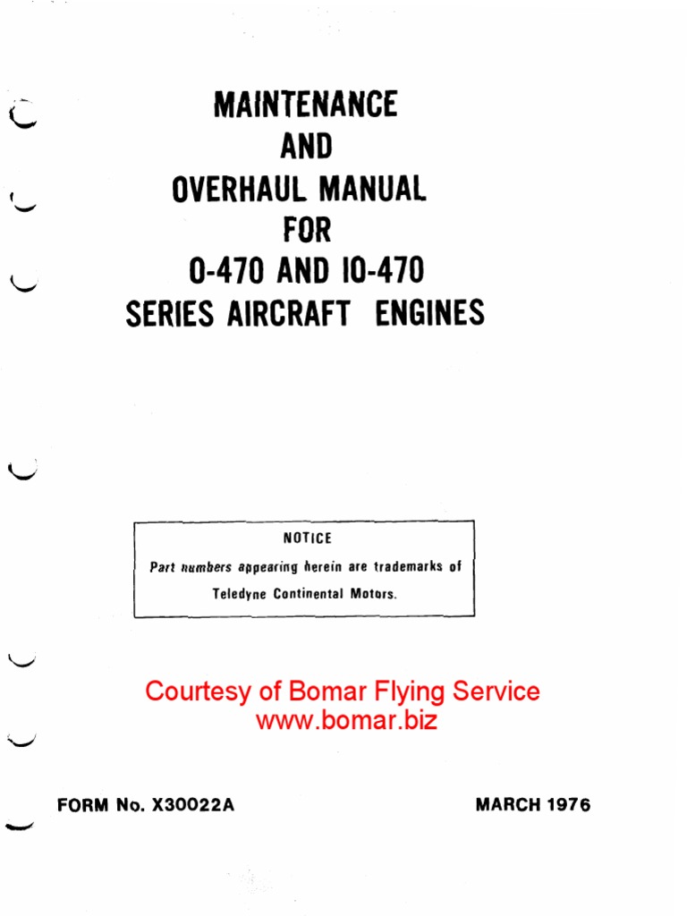 O-470 Series Engine Maintenance Manual | PDF | Technology & Engineering