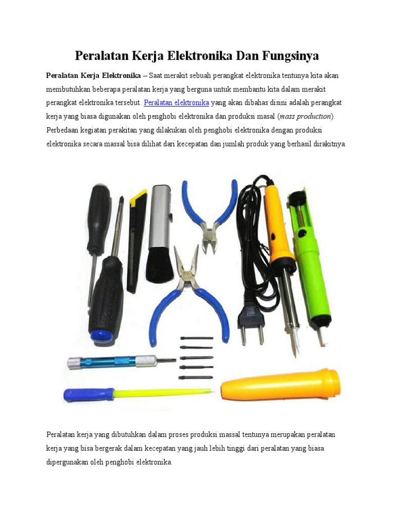 Peralatan Kerja Elektronika Dan Fungsinya | PDF