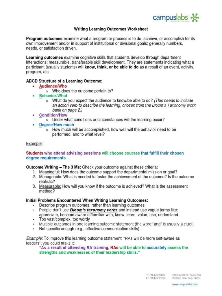 Writing Learning Outcomes | PDF | Learning | Cognitive Science