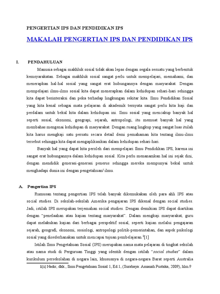 Pengertian dan Ruang Lingkup IPS | PDF