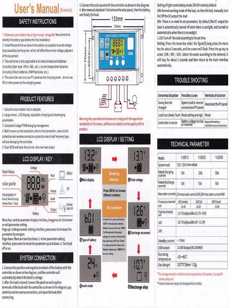 Solar Controller User Manual - 20210729 - 0001 | PDF | Energy Storage ...