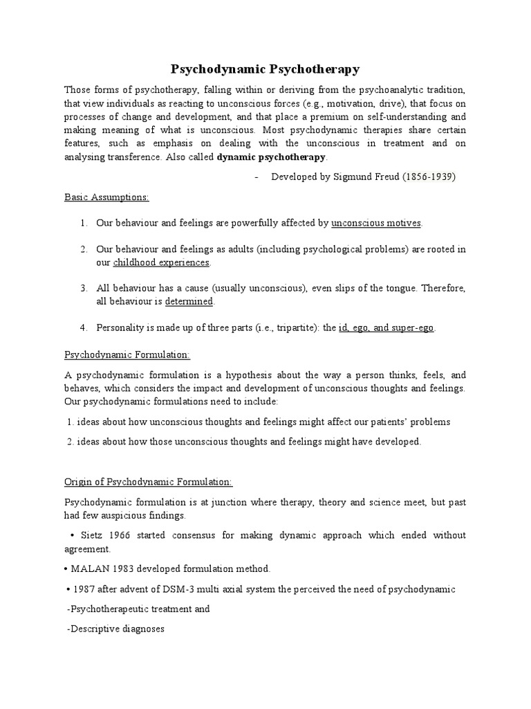 Psychodynamic Psychotherapy | PDF | Psychodynamics | Psychotherapy