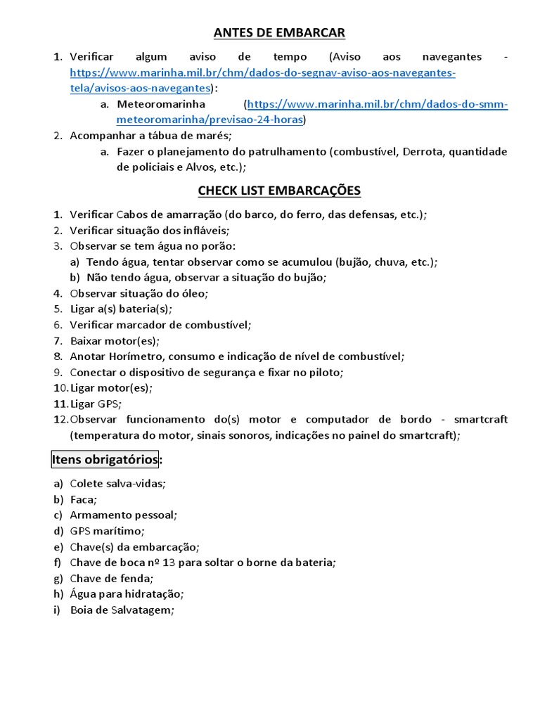Check List para Embarque Seguro | PDF | Tecnologia e Engenharia