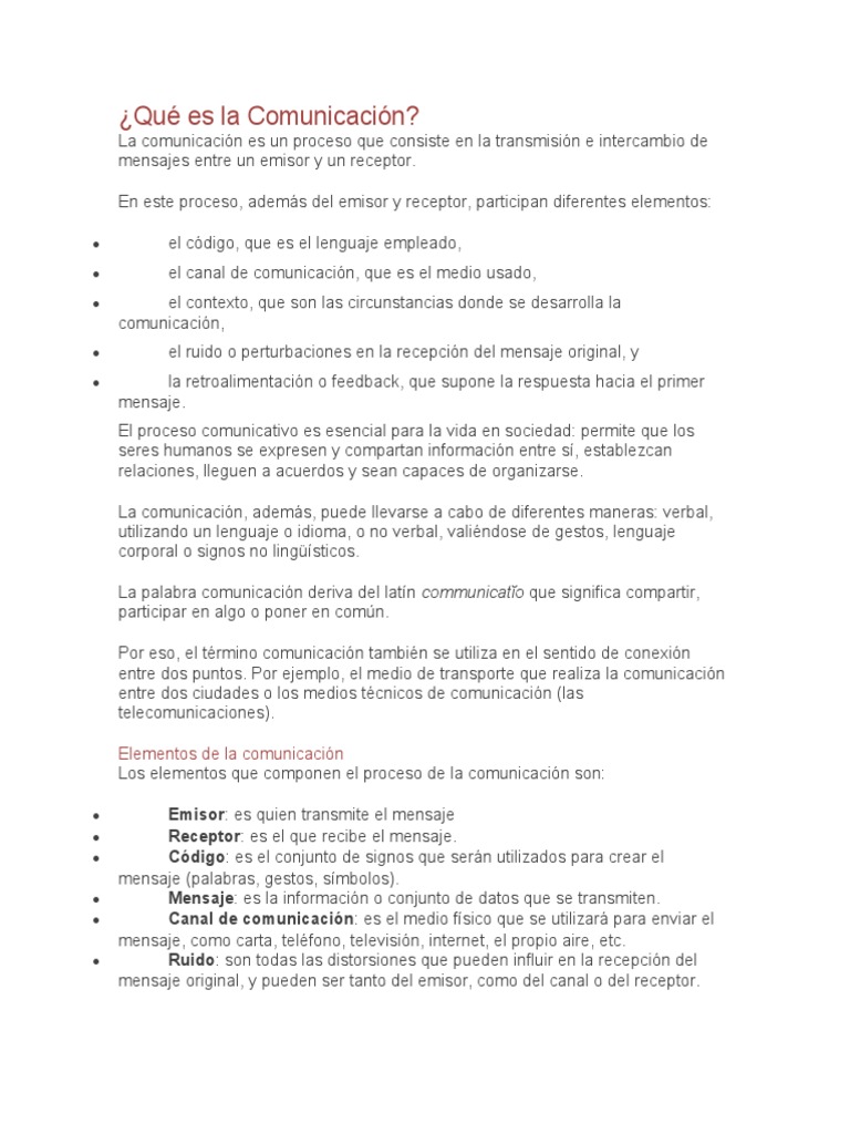Elementos y Tipos de Comunicación | PDF | Comunicación | Comunicación ...