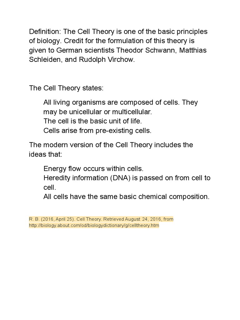 Cell Theory | PDF