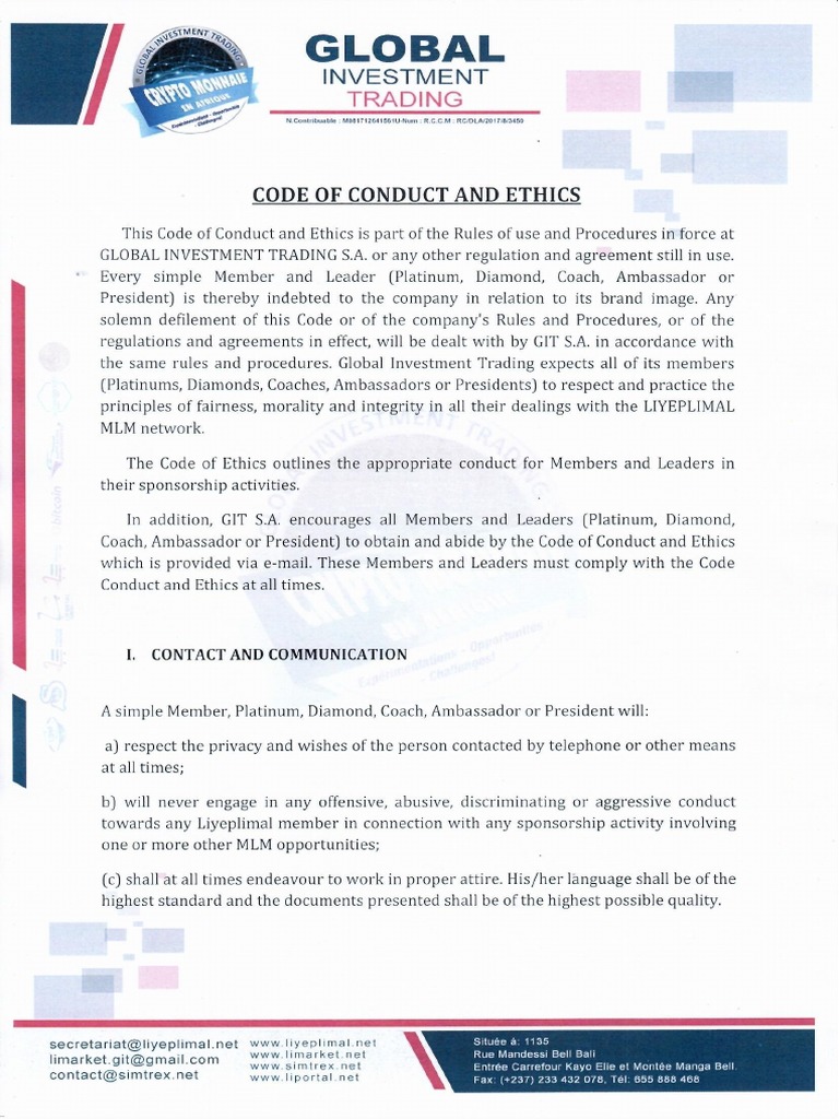 Code of Conduct and Ethics | PDF