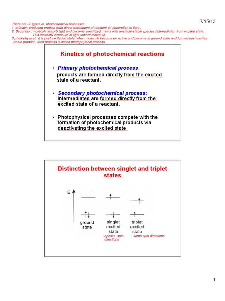 Photochemical Reaction Kinetics Explained | PDF | Photochemistry ...