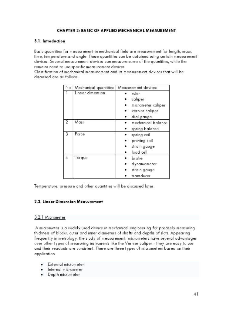 Chapter 3: Basic of Applied Mechanical Measurement | PDF | Metrology ...