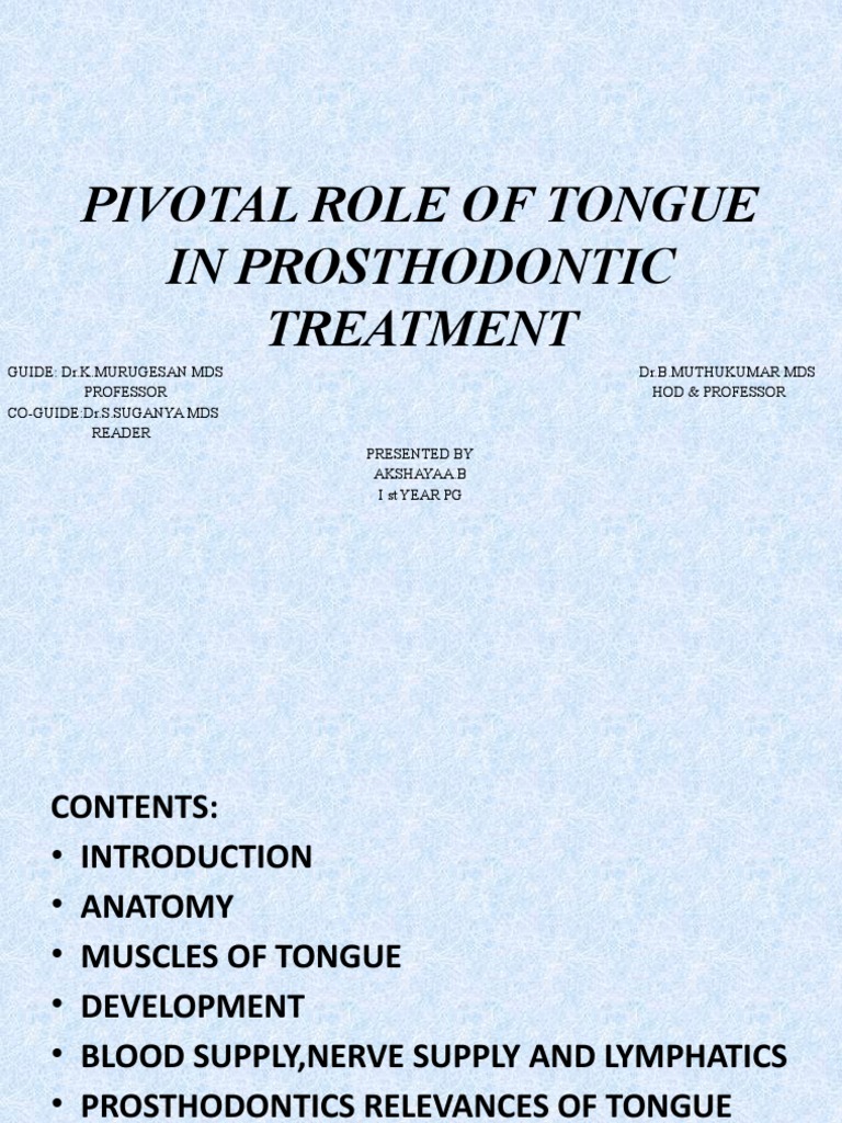 Prosthodontic Tongue Dynamics | PDF | Tongue | Dentures