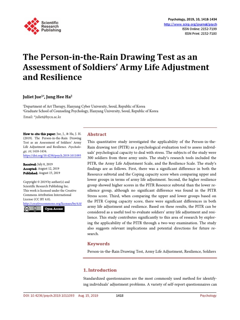 The Person-in-the-Rain Drawing Test As An Assessment of Soldiers' Army ...