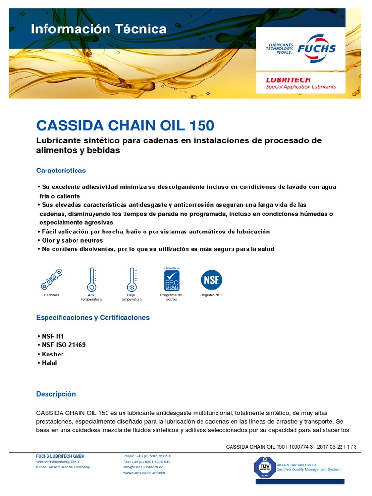 Cassida Chain Oil 150 - Pi - (Es-Es) | PDF | Industria de alimentos | Alimentos