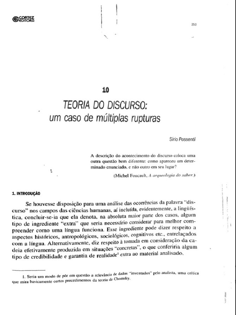 Teoria Do Discurso (POSSENTI) | PDF