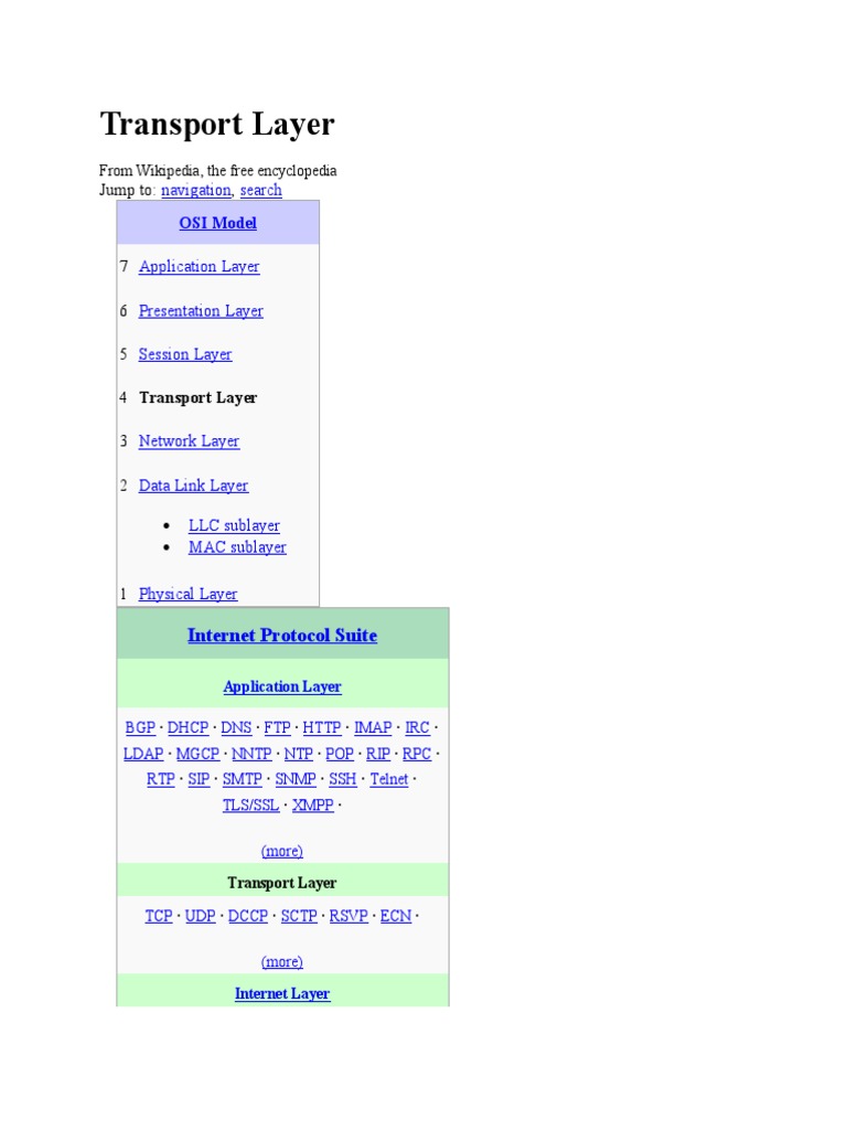 Transport Layer: Navigation Search | PDF | Transmission Control ...
