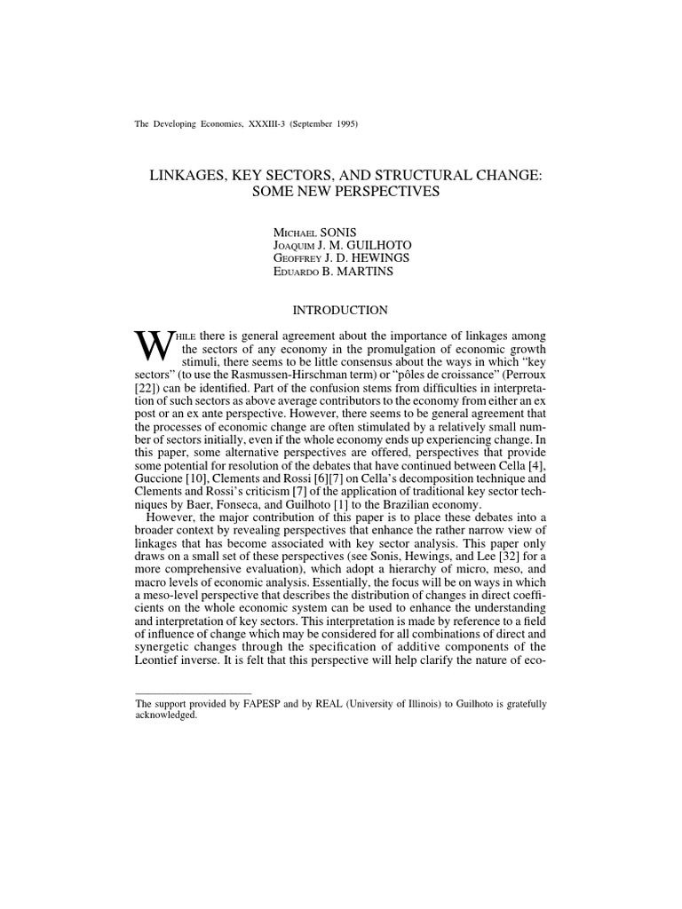 Linkages, Key Sectors, and Structural Change: Some New Perspectives ...