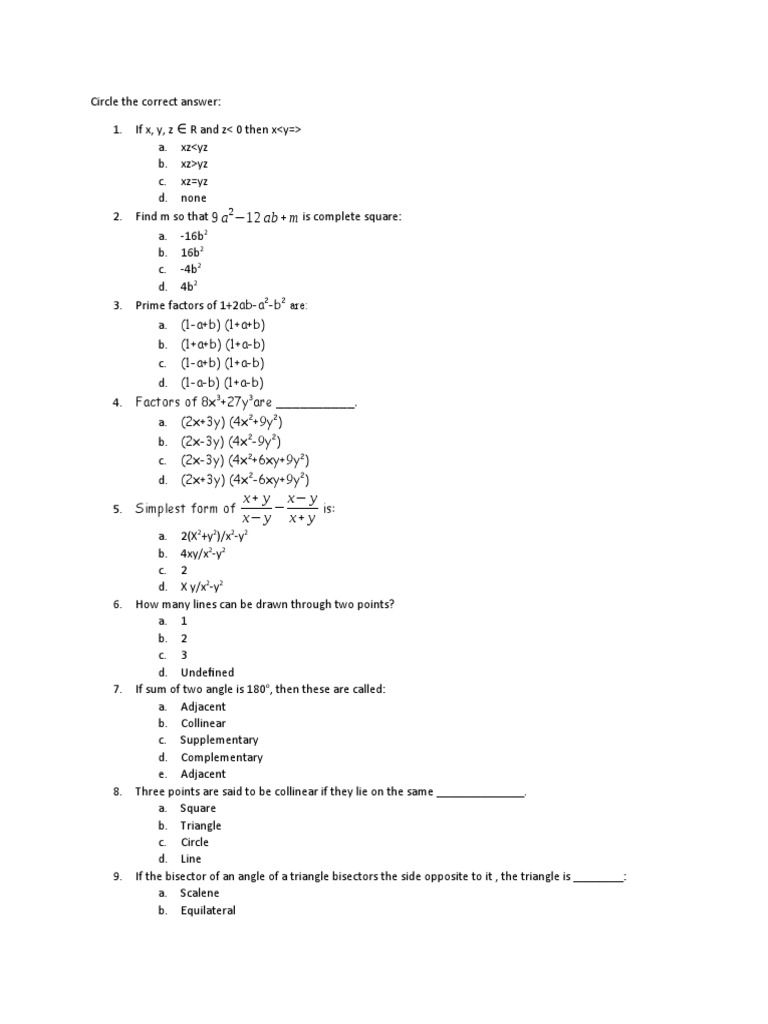 Circle The Correct Answer | PDF | Home & Garden | Science & Mathematics