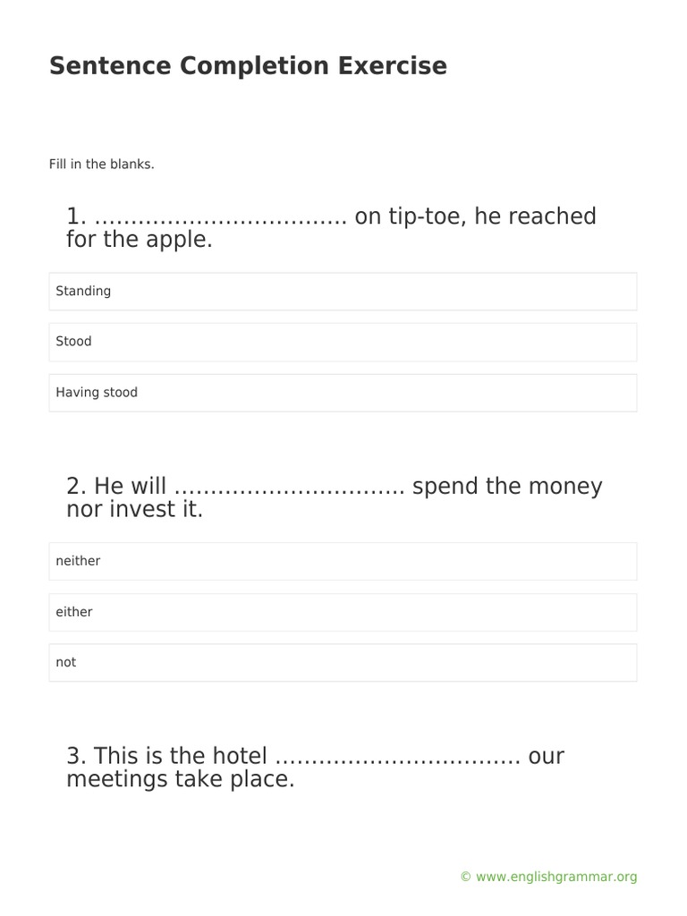7sentence Completion Exercise | PDF | Language Arts & Discipline | Foreign Language Studies