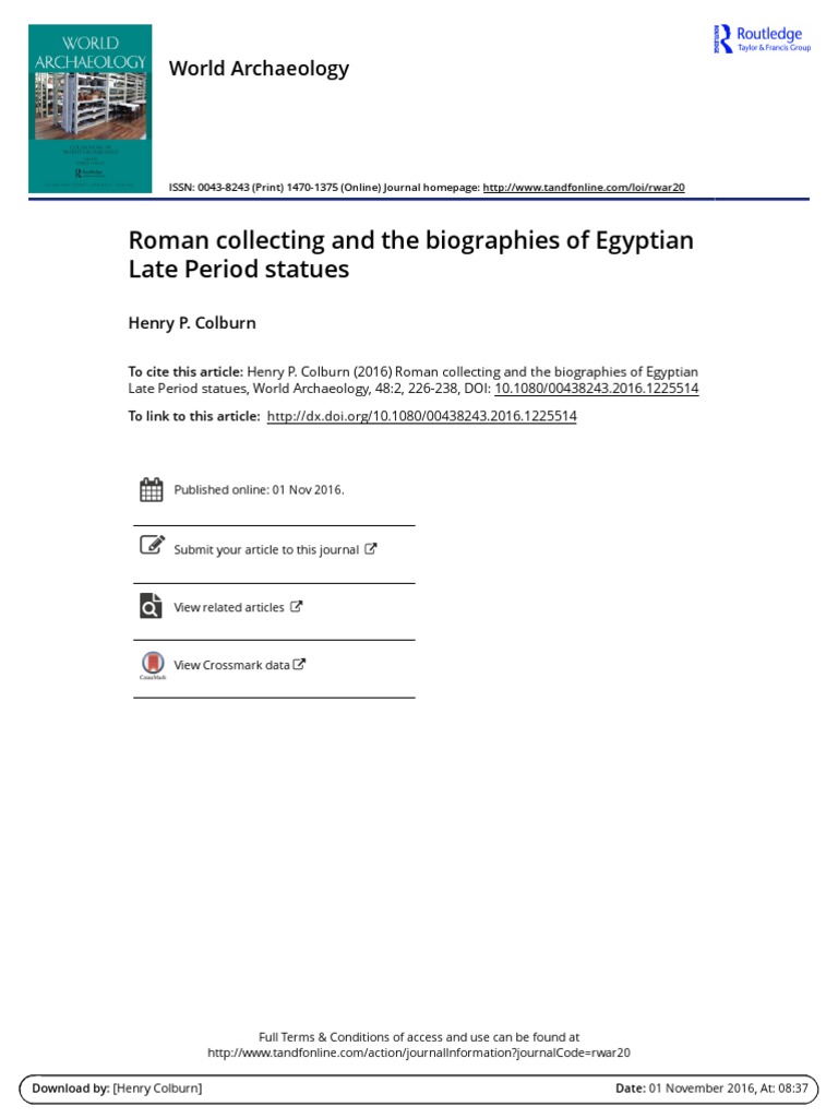 Colburn 2016 Roman Collecting and The Biographies of Egyptian Late ...