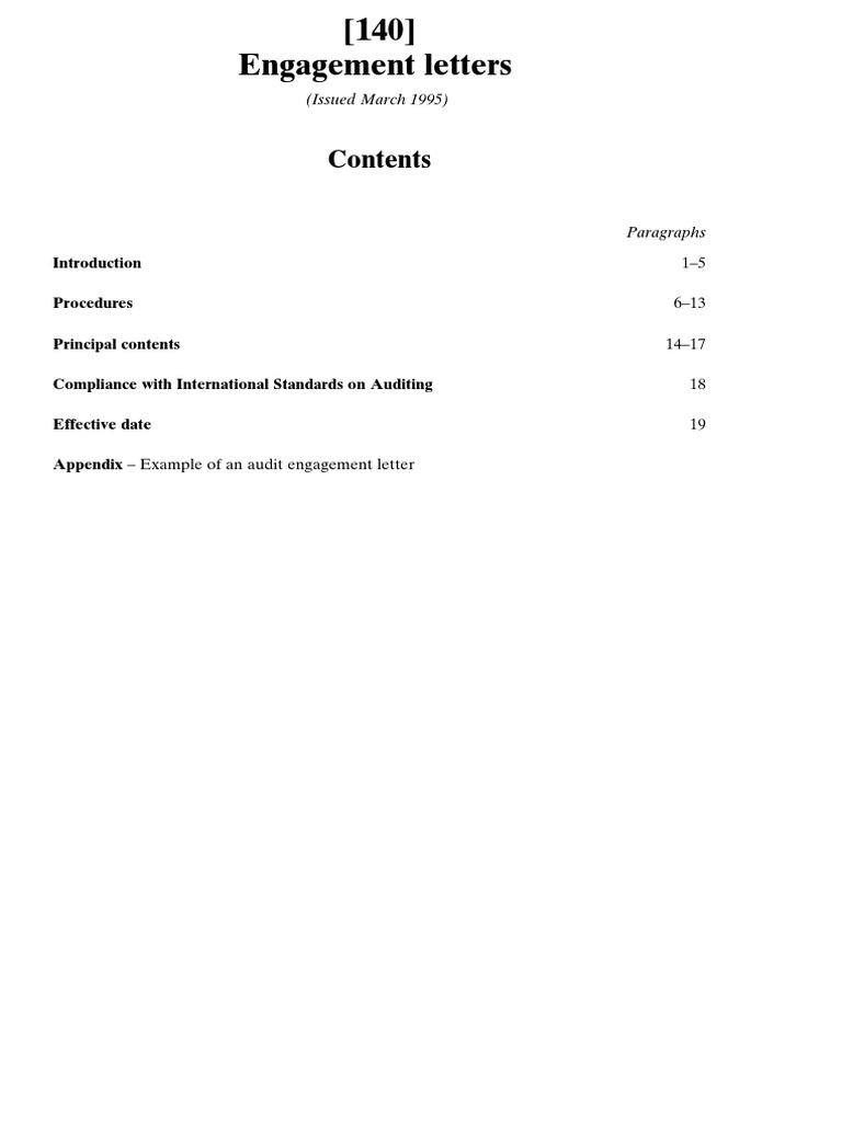 SAS 140 Engagement Letters | Download Free PDF | Audit | Financial ...