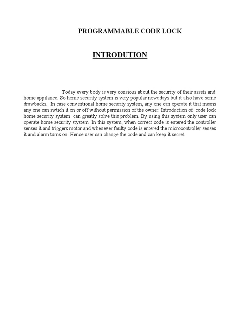 Introdution: Programmable Code Lock | PDF | Rectifier | Power Supply