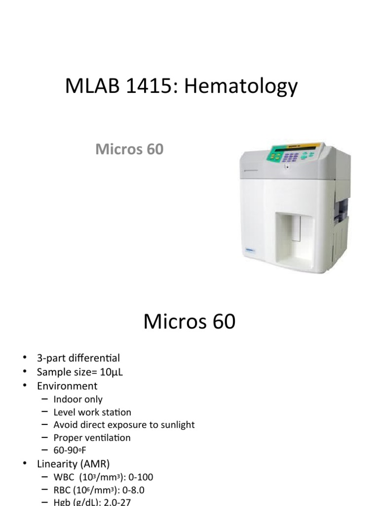 MLAB 1415: Hematology: Micros 60 | PDF | White Blood Cell | Red Blood Cell