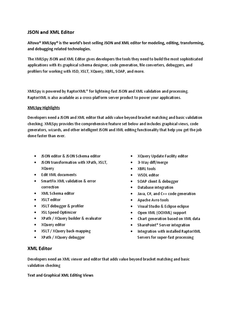 Json And Xml Editor Pdf Xml Schema Xslt